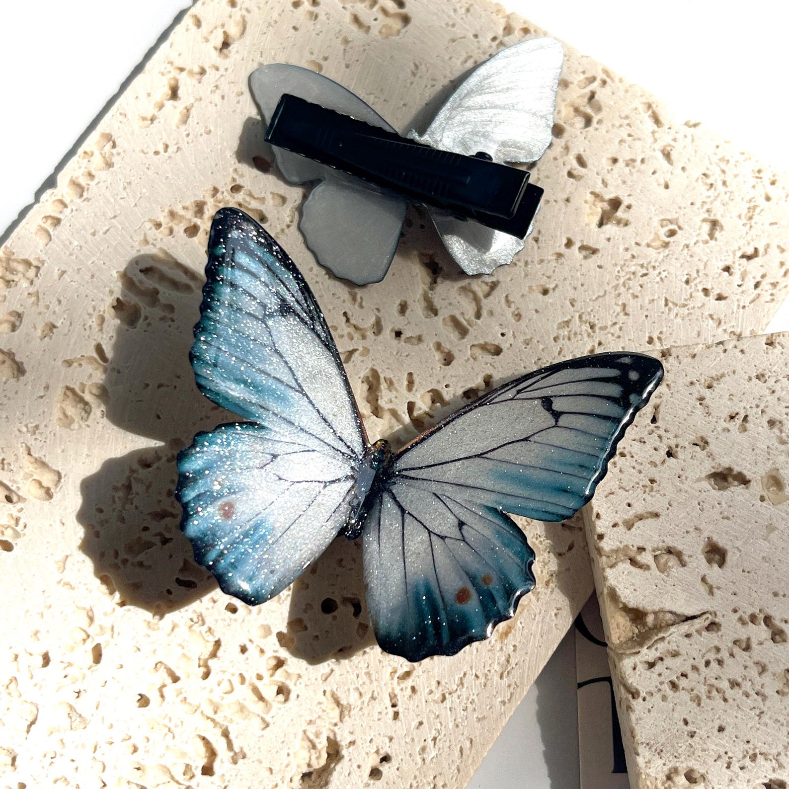 Blue White Butterfly Hair Clips, Buterfly Side Hair Pins, Fairy Hair ...