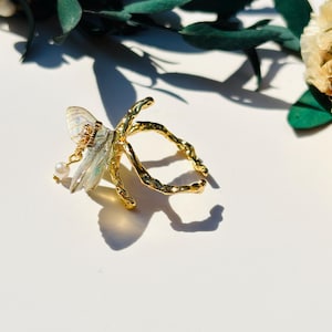 Moth Ring With Pearl, Cute Moth Wings Rings, Insect Fairy Resin Jewelry ...