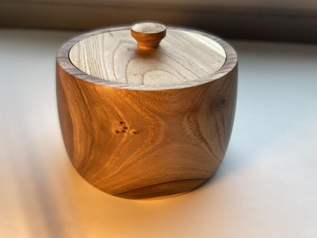 Hand Turned Elm Canister With Lid, 4 Wide X 3 Handcrafted Container ...