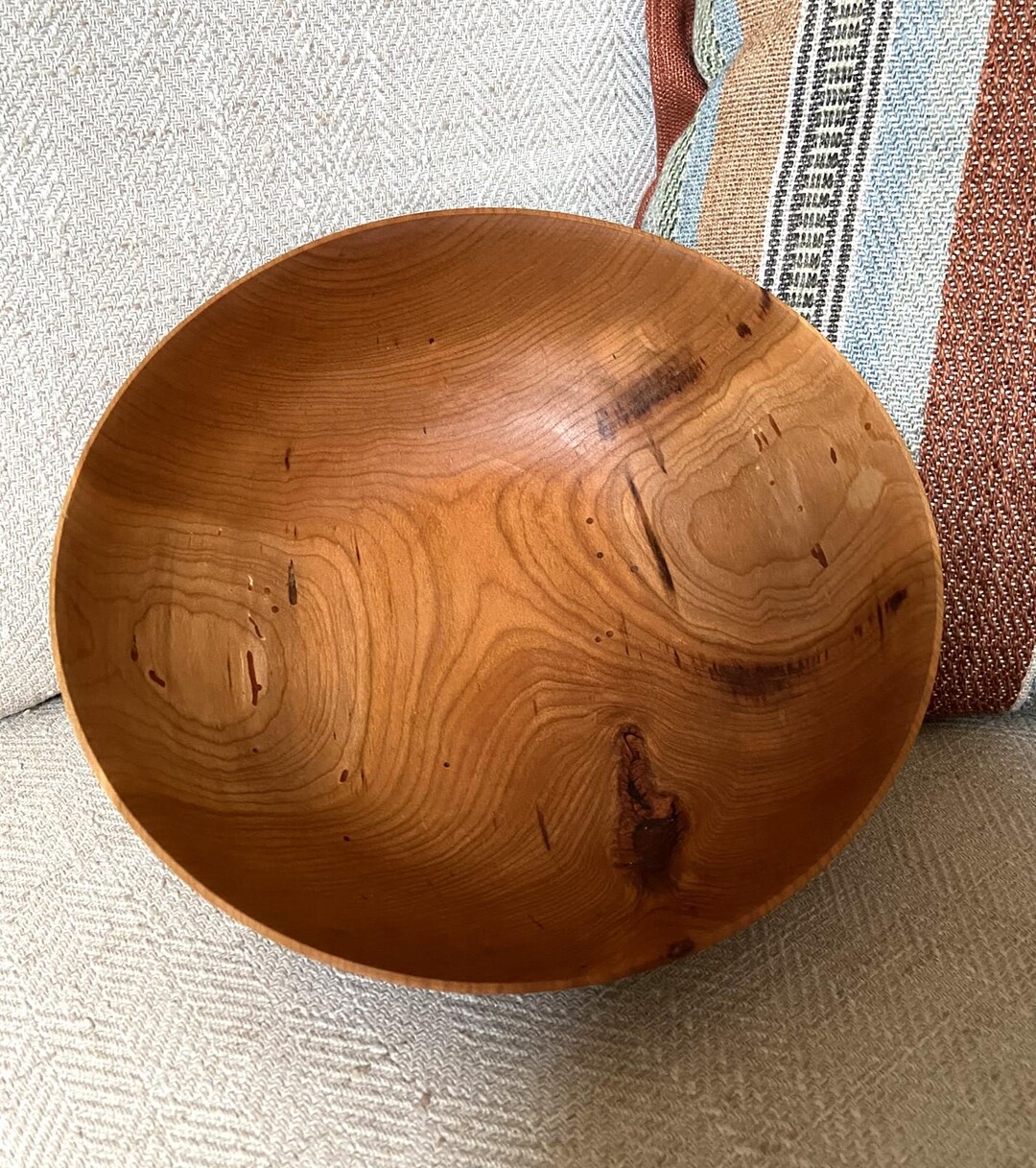 Hand-turned Large Wood Bowl, Unique Rustic Cherry Wood 10" X 3" Salad ...