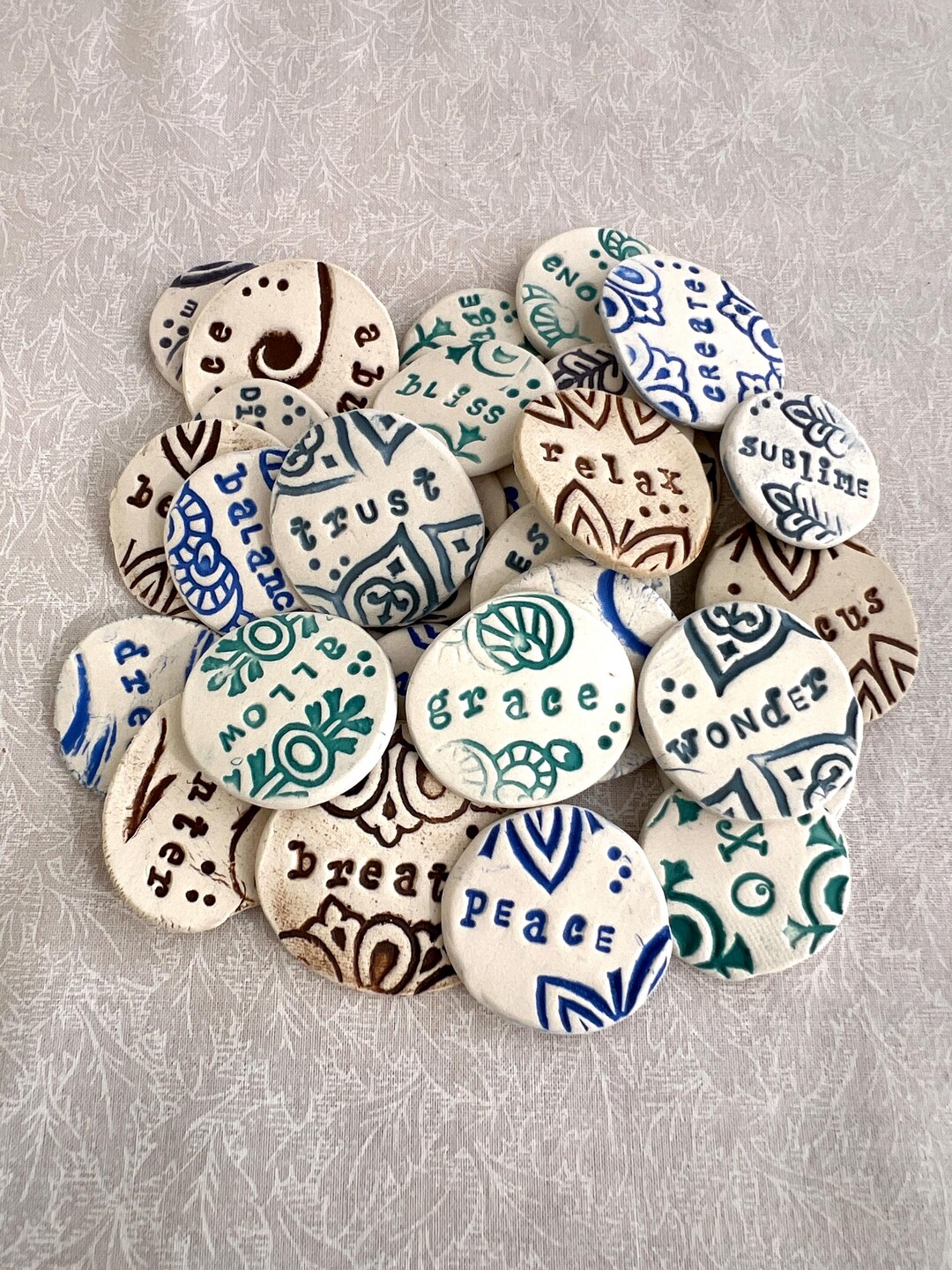 Blessing Tokens, Handmade Ceramic, Intentional Gift, Meditation, Altar ...