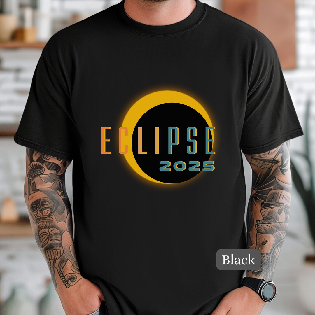 Eclipse 2025 Tee, Minimalist Design for Him,partial Solar Eclipse ...