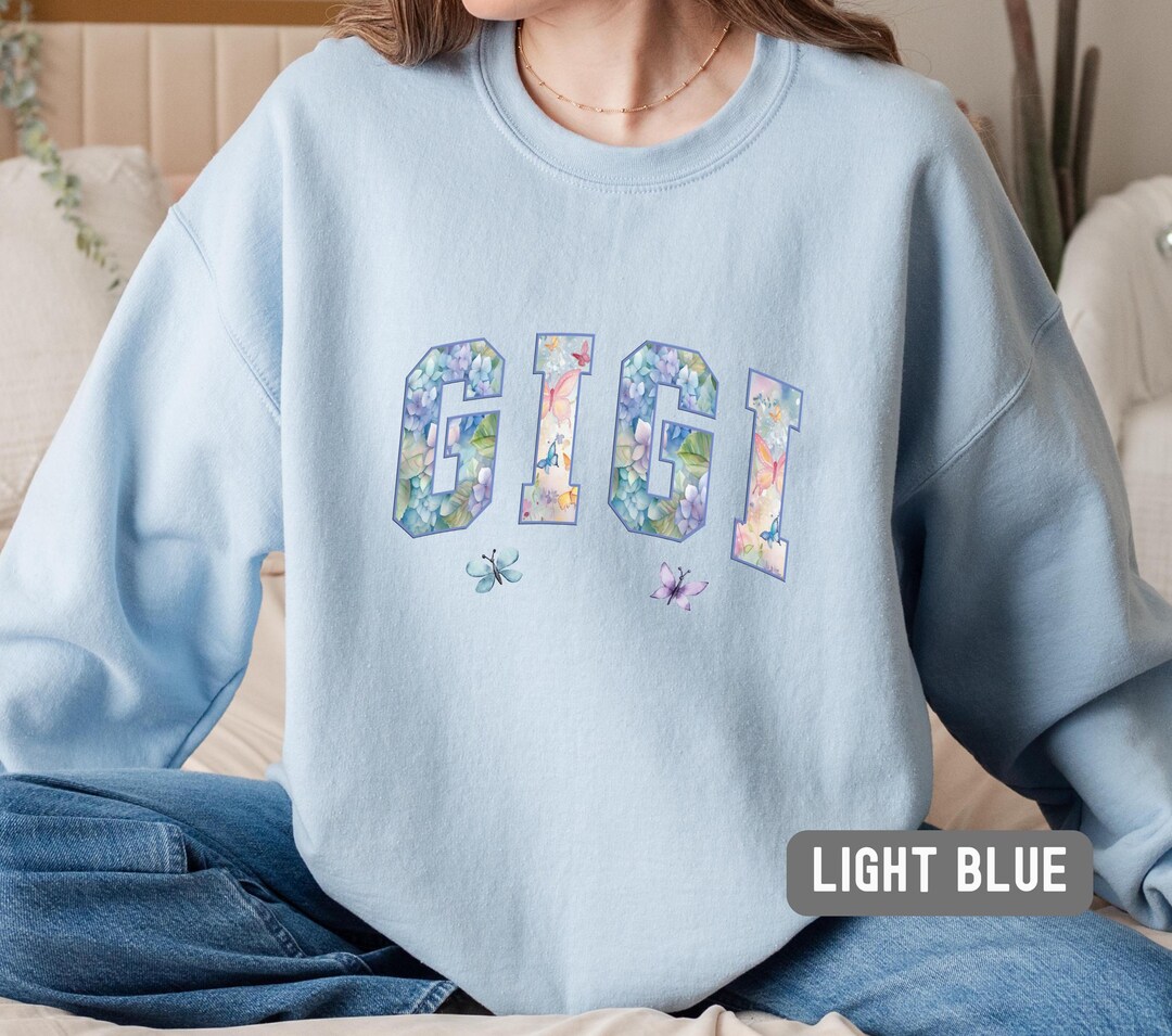 Floral Gigi Sweatshirt -hydrangeas & Butterfly Design, Grammy Floral ...