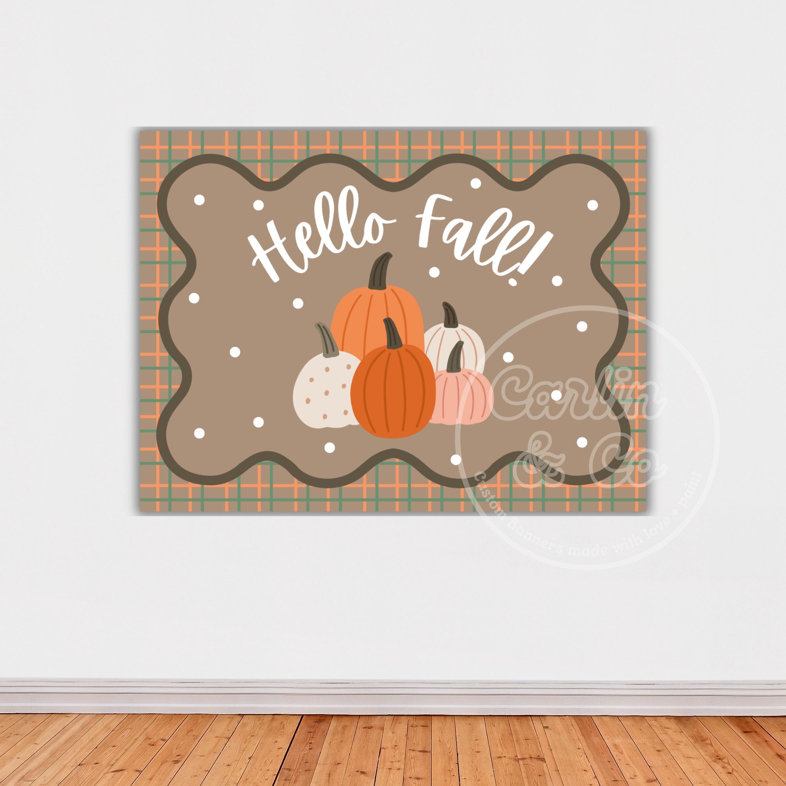 Hello Fall Banner Canva Template | Editable Autumn Party Sign | Instant ...