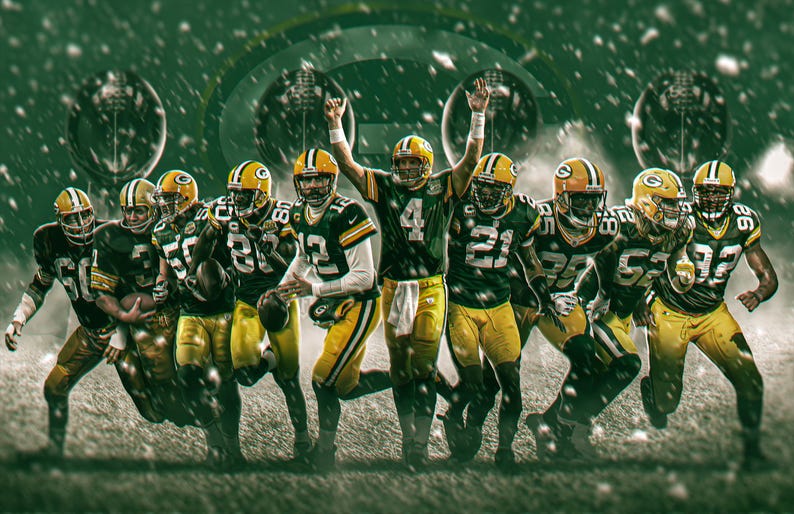 Green Bay Packers Legends Poster Featuring Rodgers, Favre, White & More ...