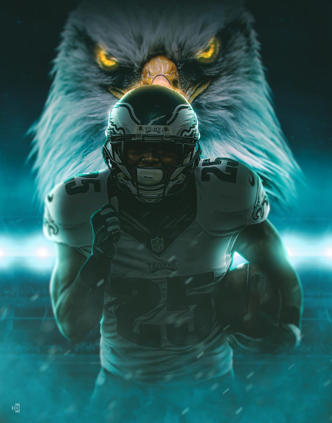 Lesean Mccoy Poster With Bald Eagle Bold NFL Art Print Dynamic Sports ...