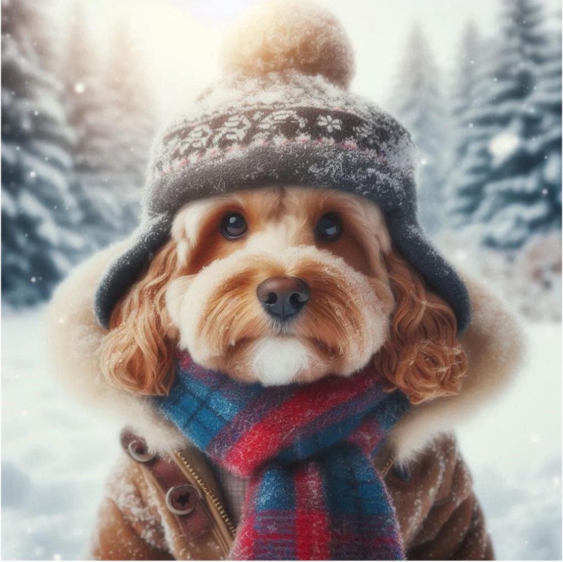 Cavapoo Cutie - Cosy Winter Bliss * PRINT ONLY * - Etsy