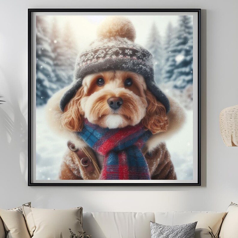 Cavapoo Cutie - Cosy Winter Bliss * PRINT ONLY * - Etsy