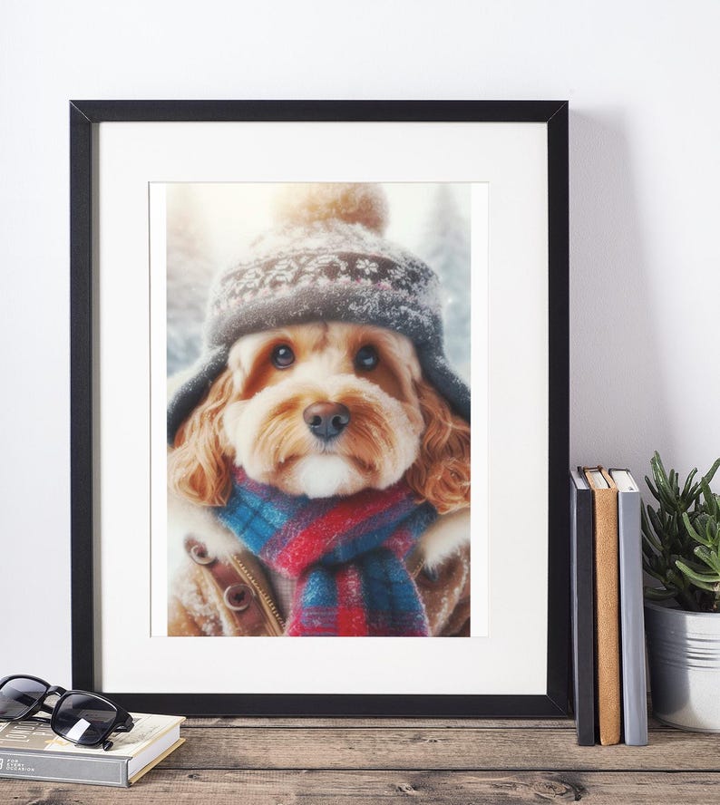 Cavapoo Cutie - Cosy Winter Bliss * PRINT ONLY * - Etsy