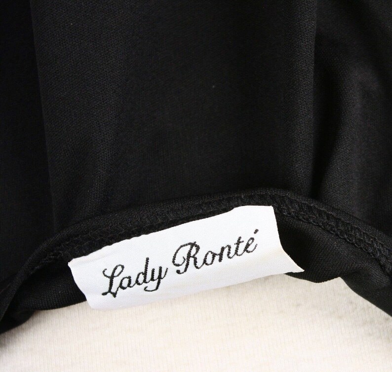 Vintage Lady Ronte Silver on Black Cocktail Dress, Elastic Waist, Size ...