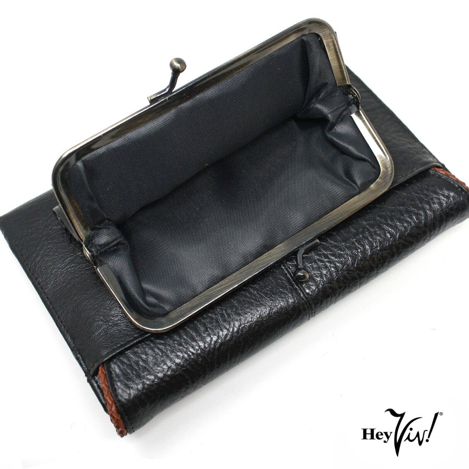Vintage Michael Stevens Black Leather Wallet - 7x4.5" - Multifunctional ...