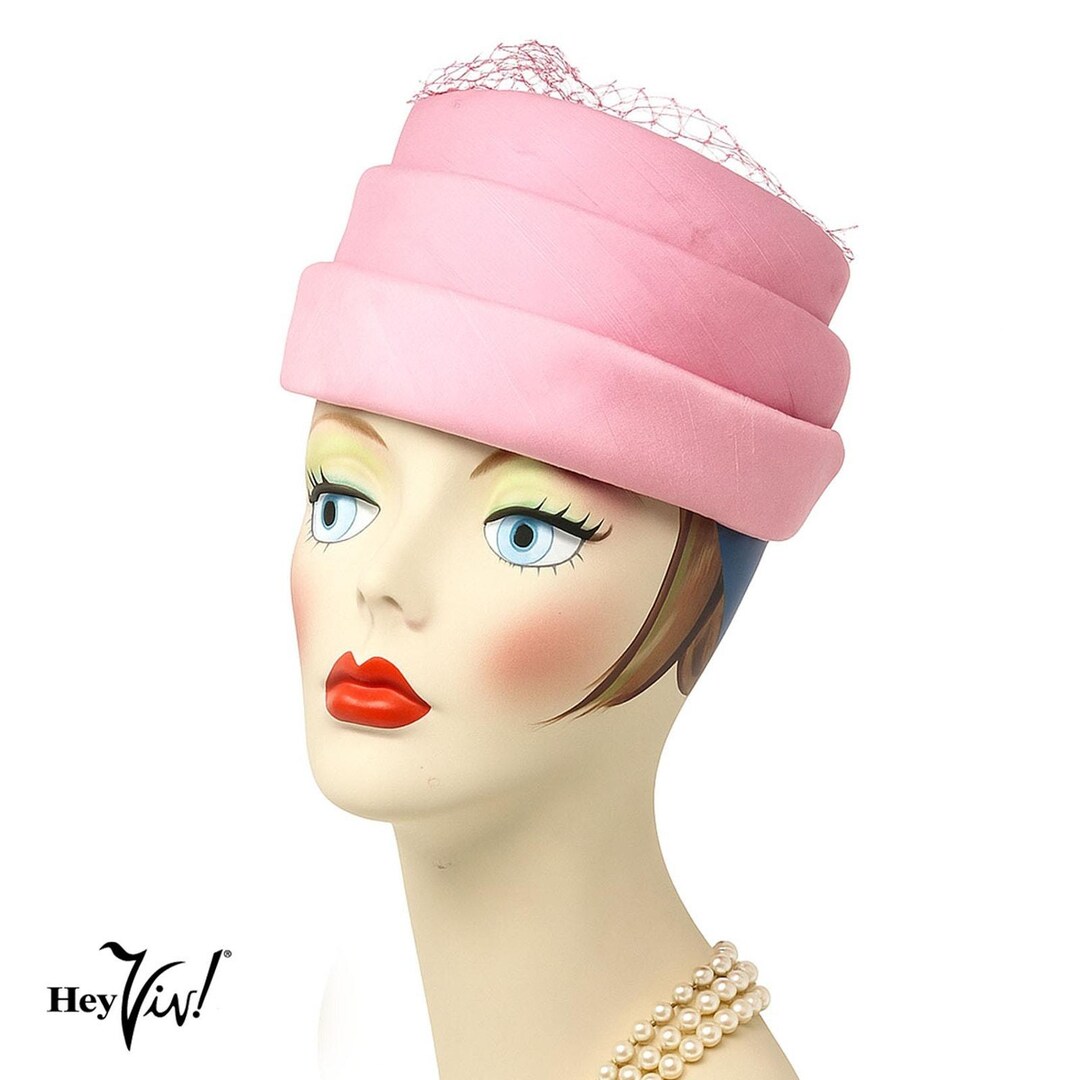 Vintage Pink Tiered Flower Pot Hat With Veil Net 4.5" High – Hey Viv ...