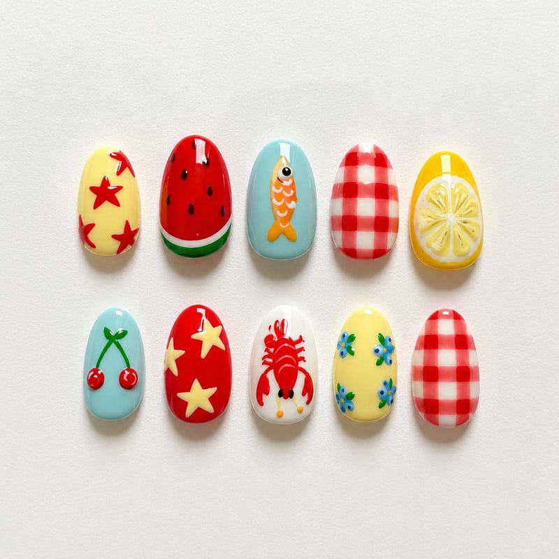 Cheetah Cherry Nails - Etsy