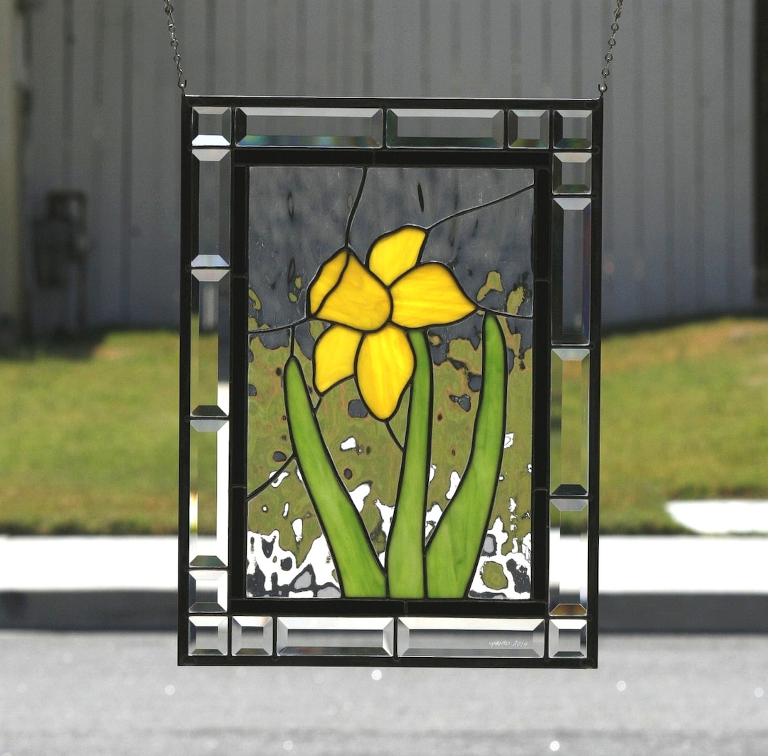 Stained Glass Window SPRING Daffodillarge Contemporary Stain Glass ...