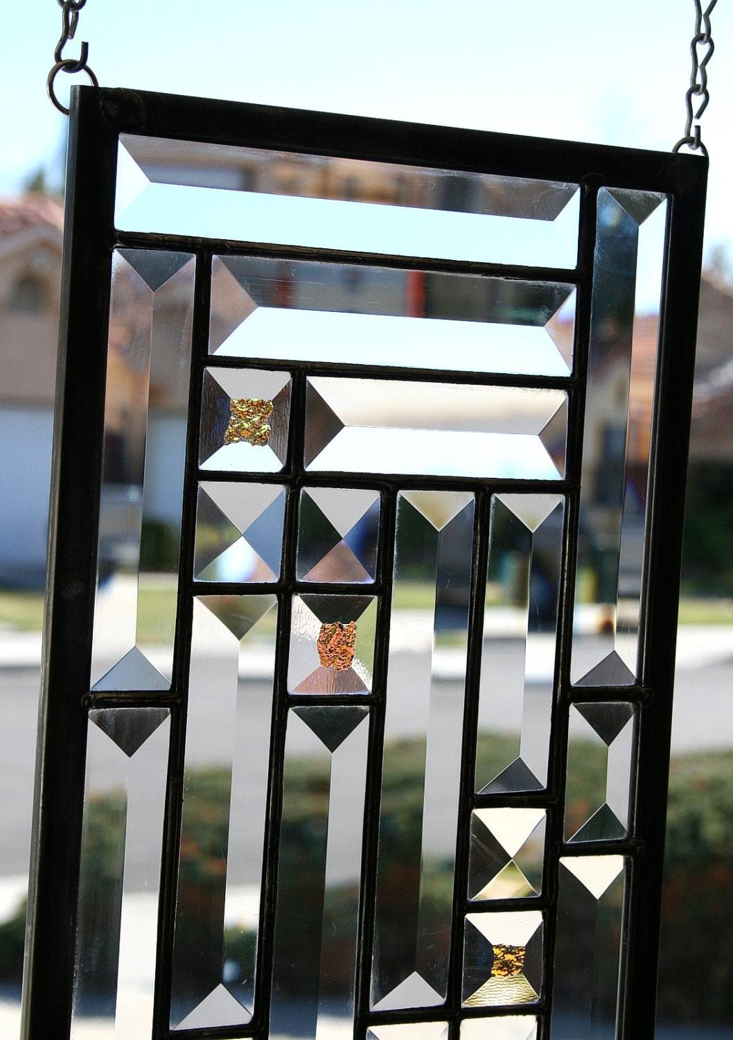 TWILIGHT ~ Clear Beveled Stained Glass Window, Clear Stain Glass Panel ...