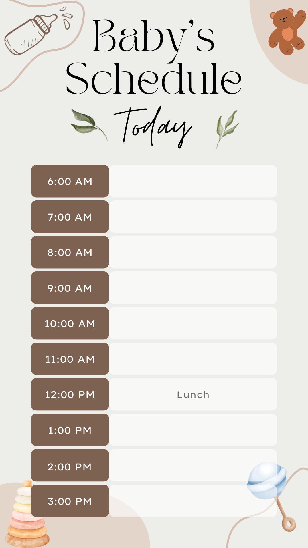 Daily Infant Schedule | Printable for Parents - Etsy