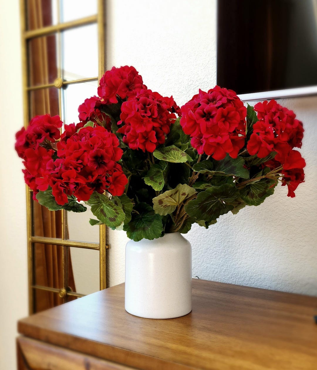 Faux Geranium Flowers 18" Tall (45 Cm) Artificial Florals Farmhouse ...