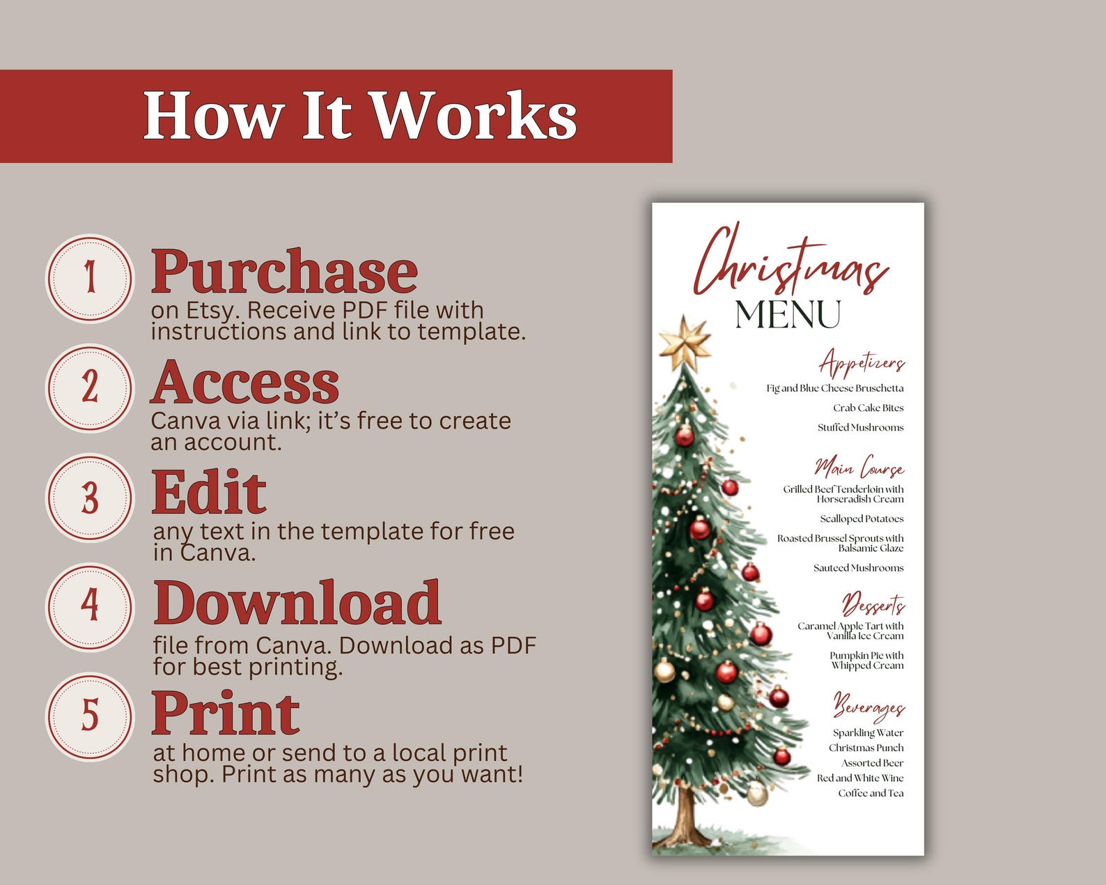 Editable and Printable Christmas Menu | Customizable Menu Template ...