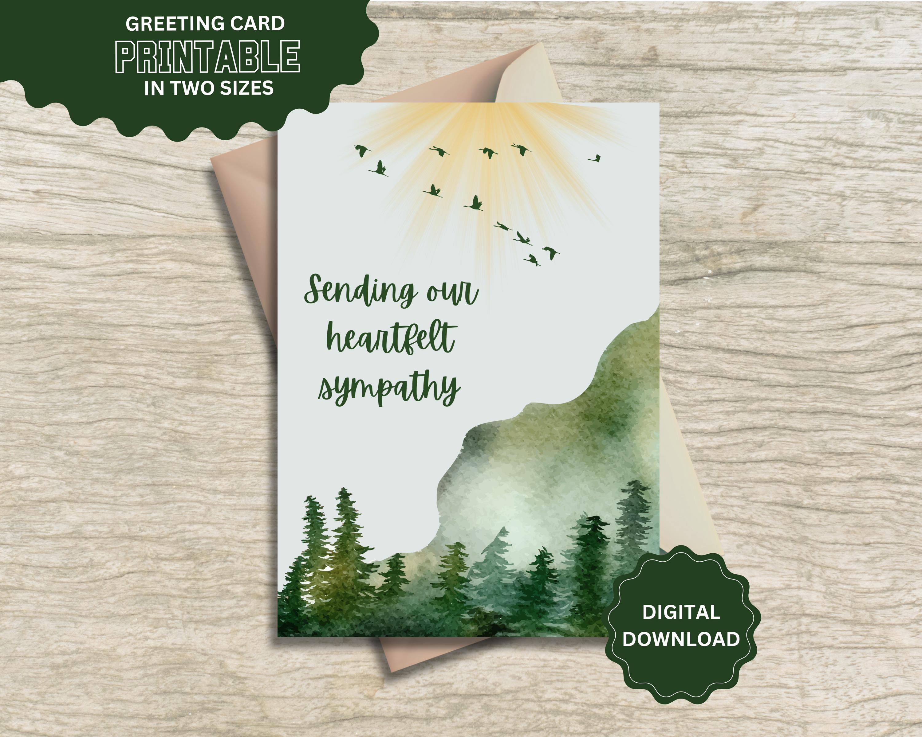 Printable Sympathy Card | Sympathy Trees and Birds Card | Thinking of ...