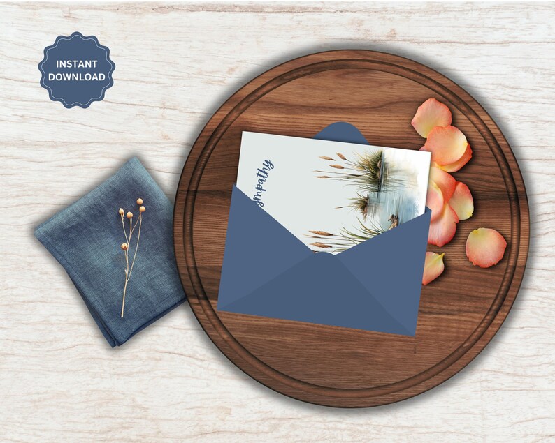 Printable Sympathy Card | Sympathy Cattails and Water Card | Thinking ...