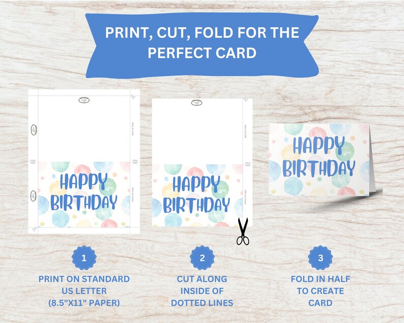 Printable Polka Dot Birthday Card Printable Happy Birthday Card Digital ...