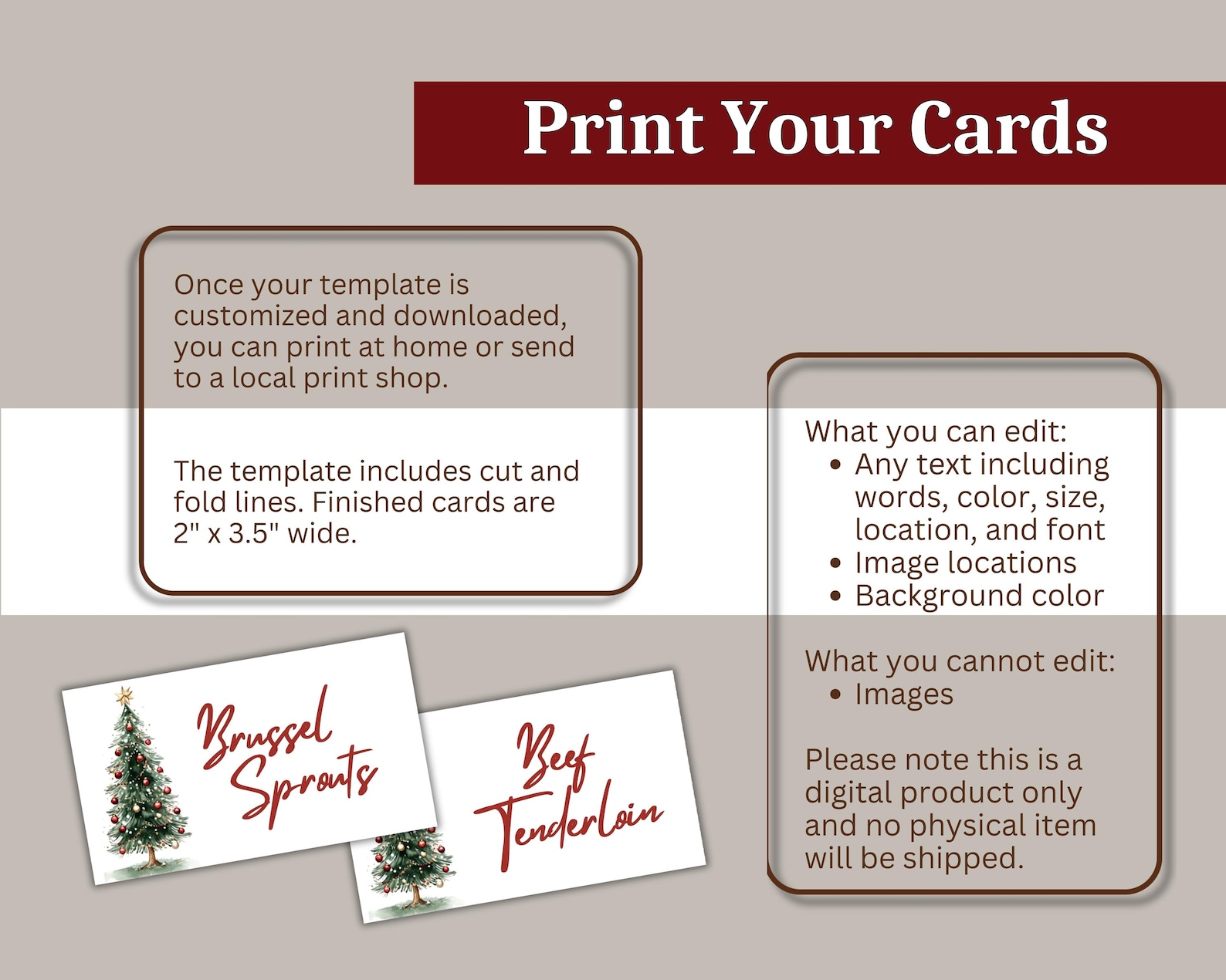 Printable Christmas Place Cards | Editable Name Cards | Christmas Tree ...