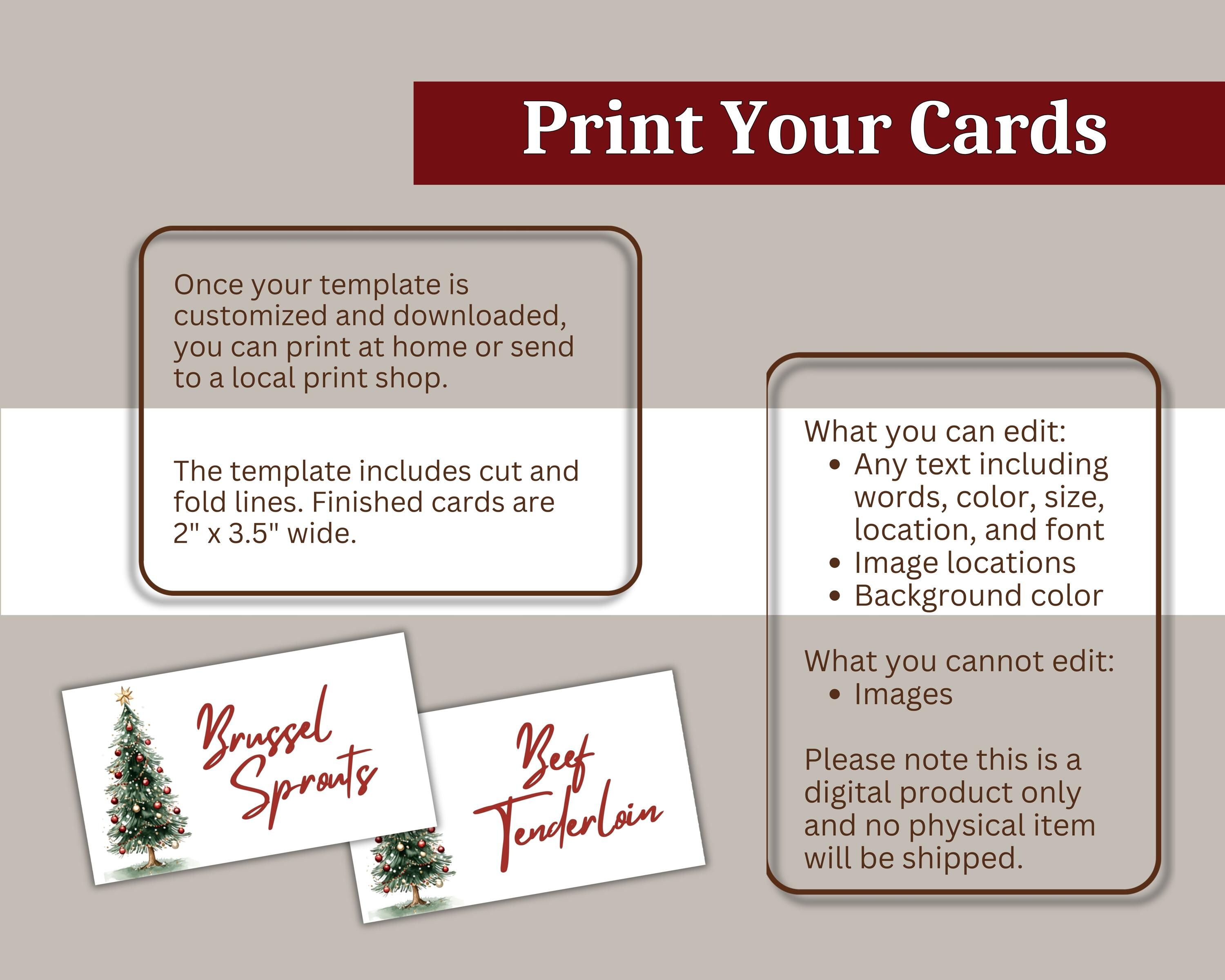 Printable Christmas Place Cards | Editable Name Cards | Christmas Tree ...