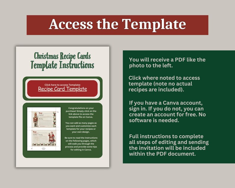 Christmas Recipe Cards | Holiday Recipe Cards | Vintage | Printable ...