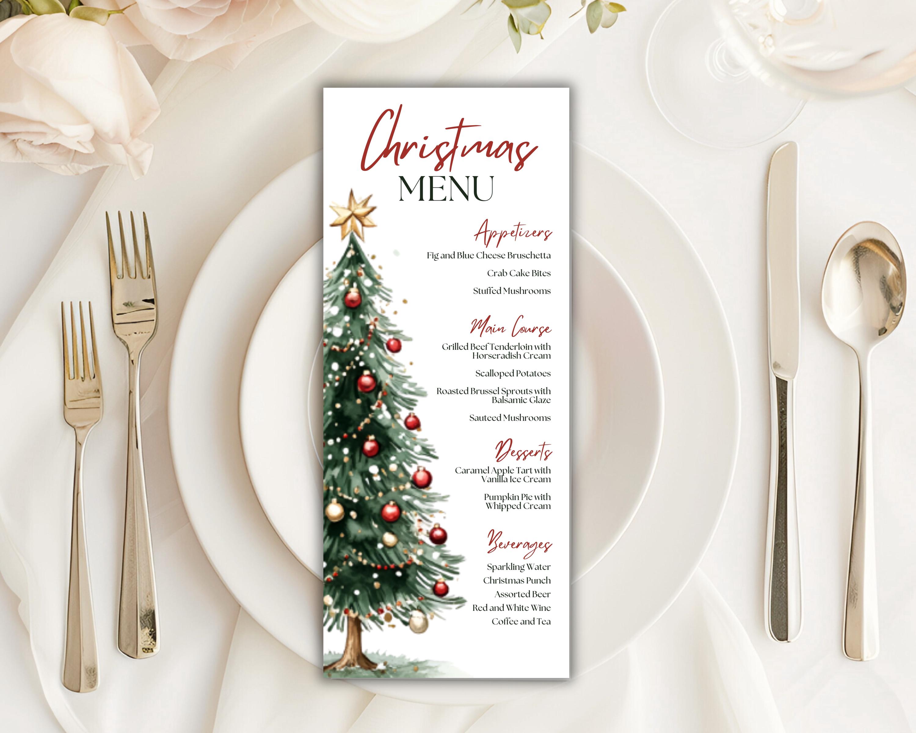Editable and Printable Christmas Menu | Christmas Menu Template | Customizable Menu Template ...