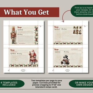 Christmas Recipe Cards | Holiday Recipe Cards | Vintage | Printable ...