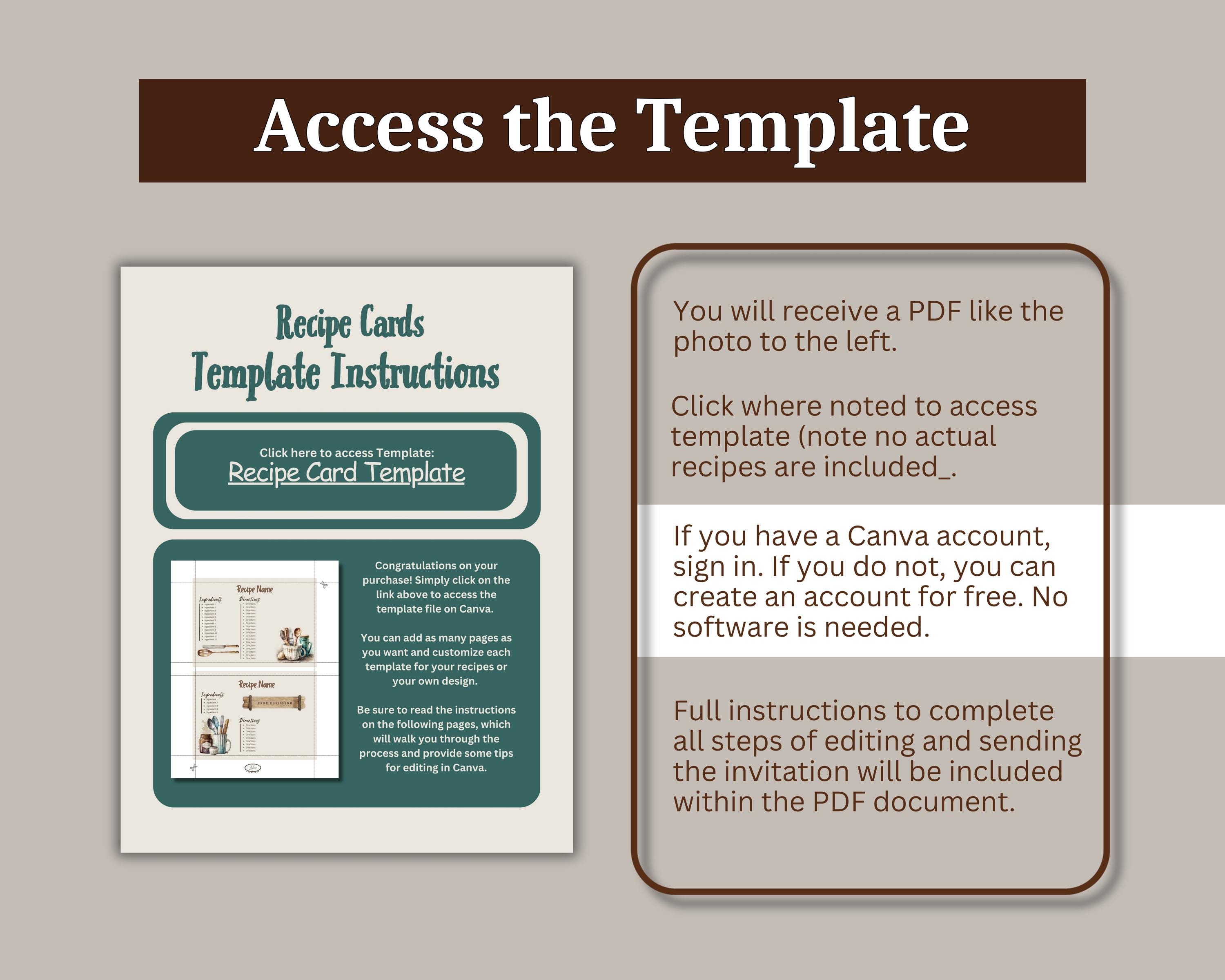 Vintage Recipe Cards | Rustic Recipe Cards | Printable Recipe Template ...
