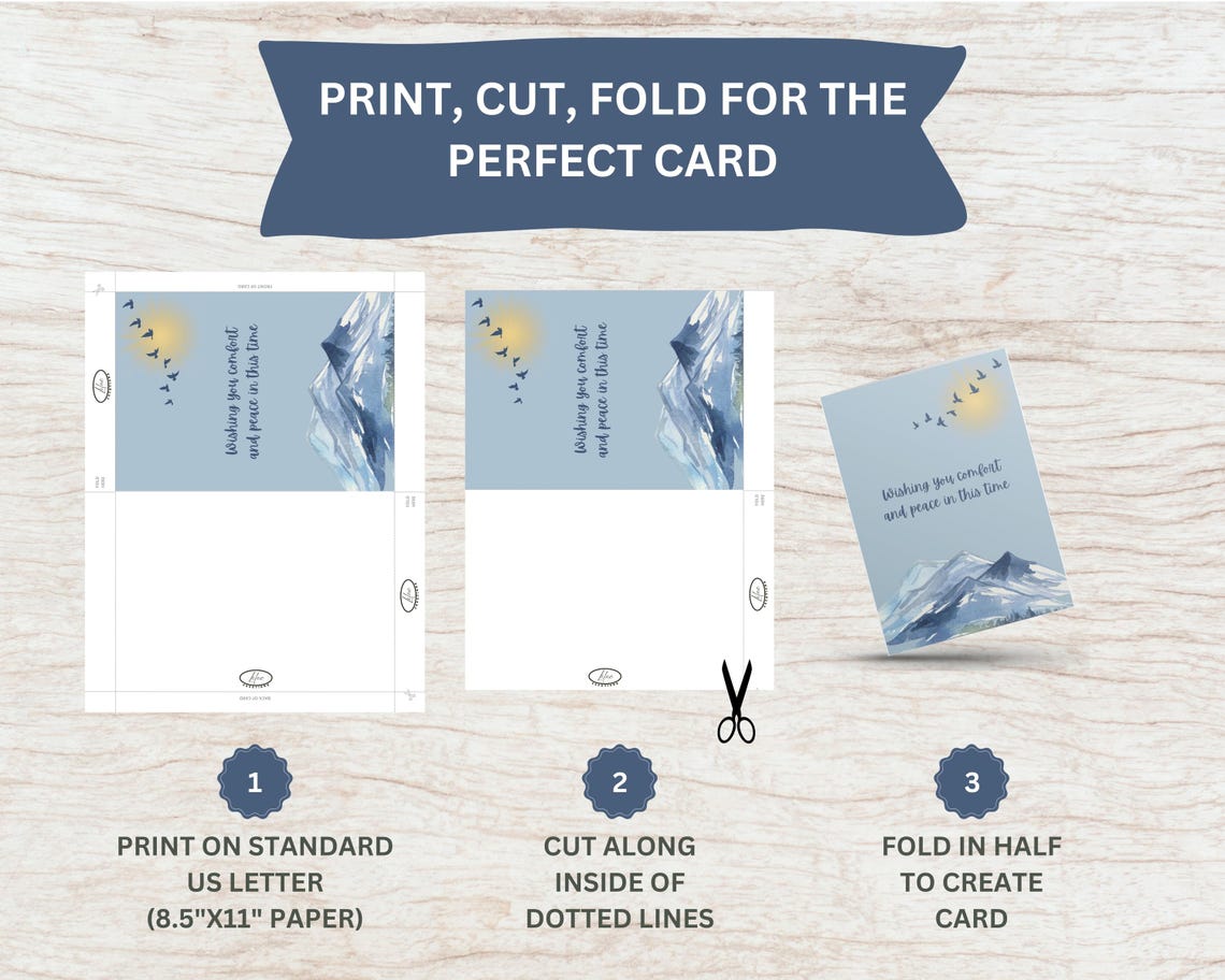 Printable Sympathy Card | Sympathy Mountains and Birds Card | Thinking ...