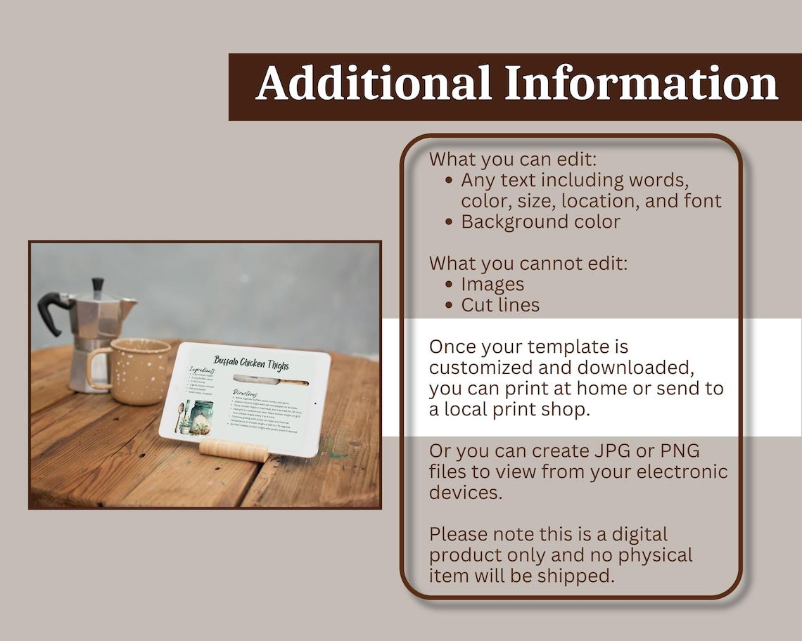 Vintage Recipe Cards | Rustic Recipe Cards | Printable Recipe Template ...