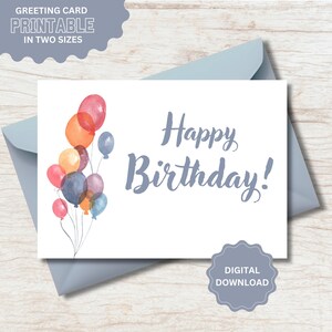 Printable Balloon Birthday Card | Printable Happy Birthday Card ...