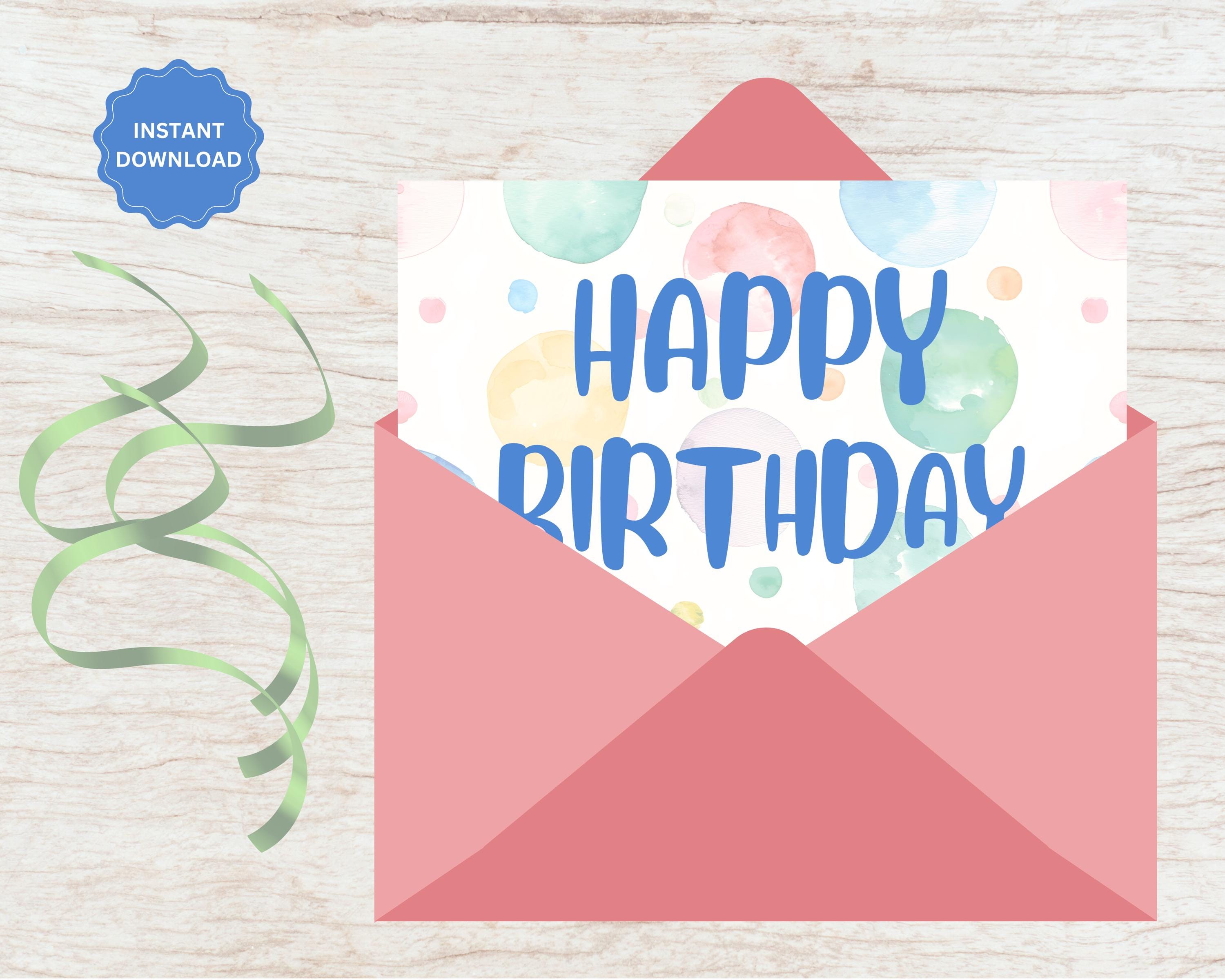 Printable Polka Dot Birthday Card Printable Happy Birthday Card Digital ...
