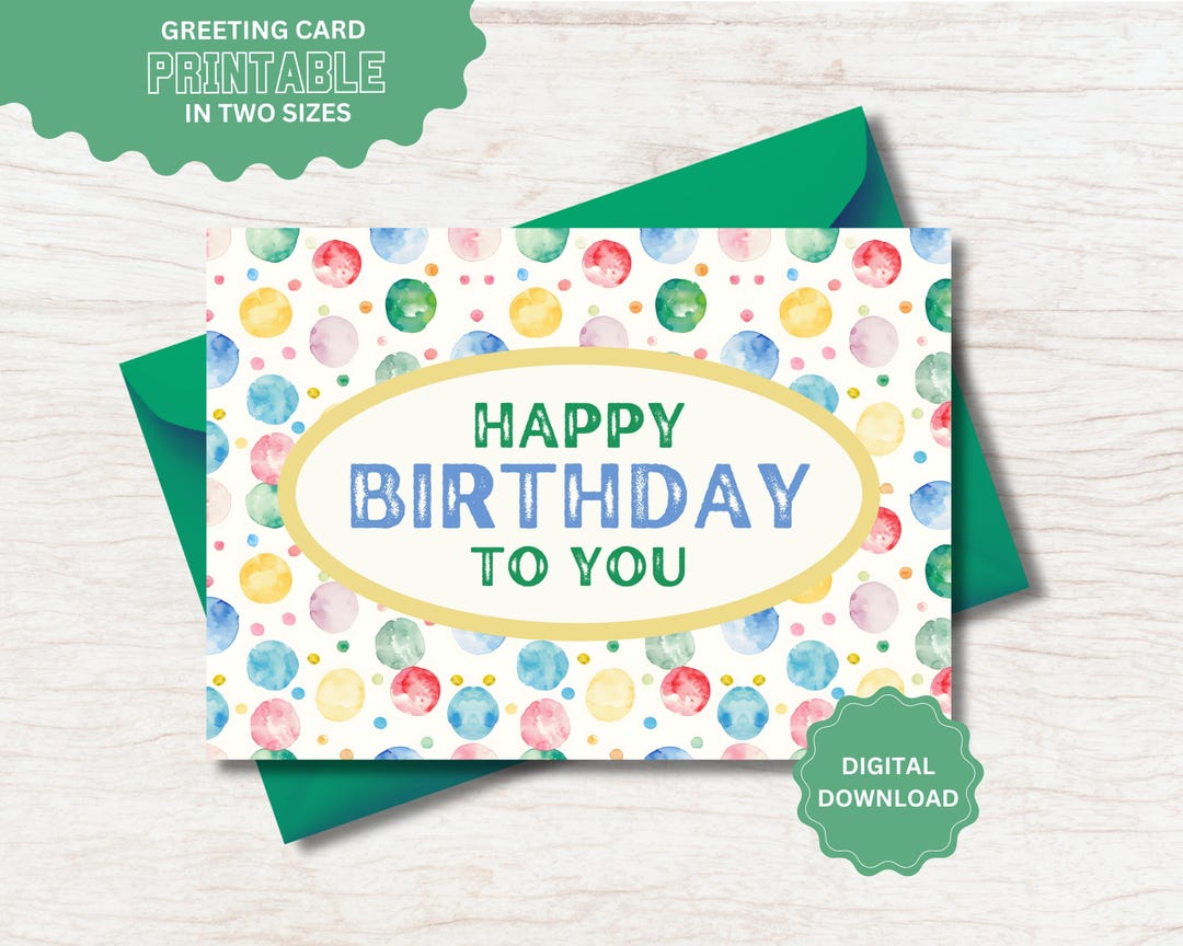 Printable Polka Dot Birthday Card | Printable Happy Birthday Card ...