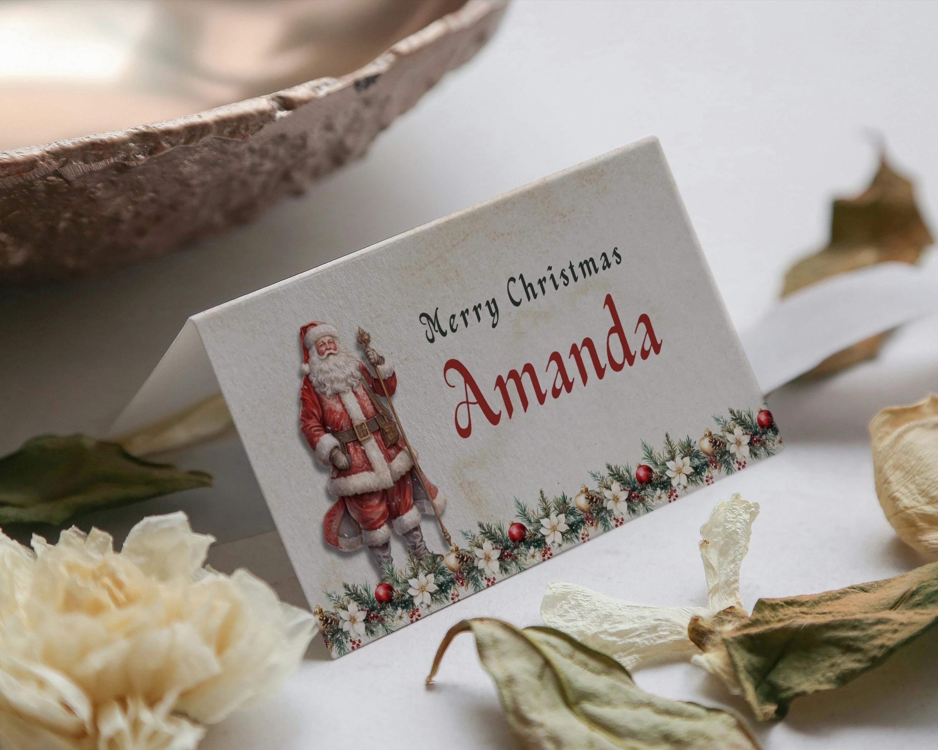Printable Place Cards Editable Name Cards Vintage Christmas Place Cards ...