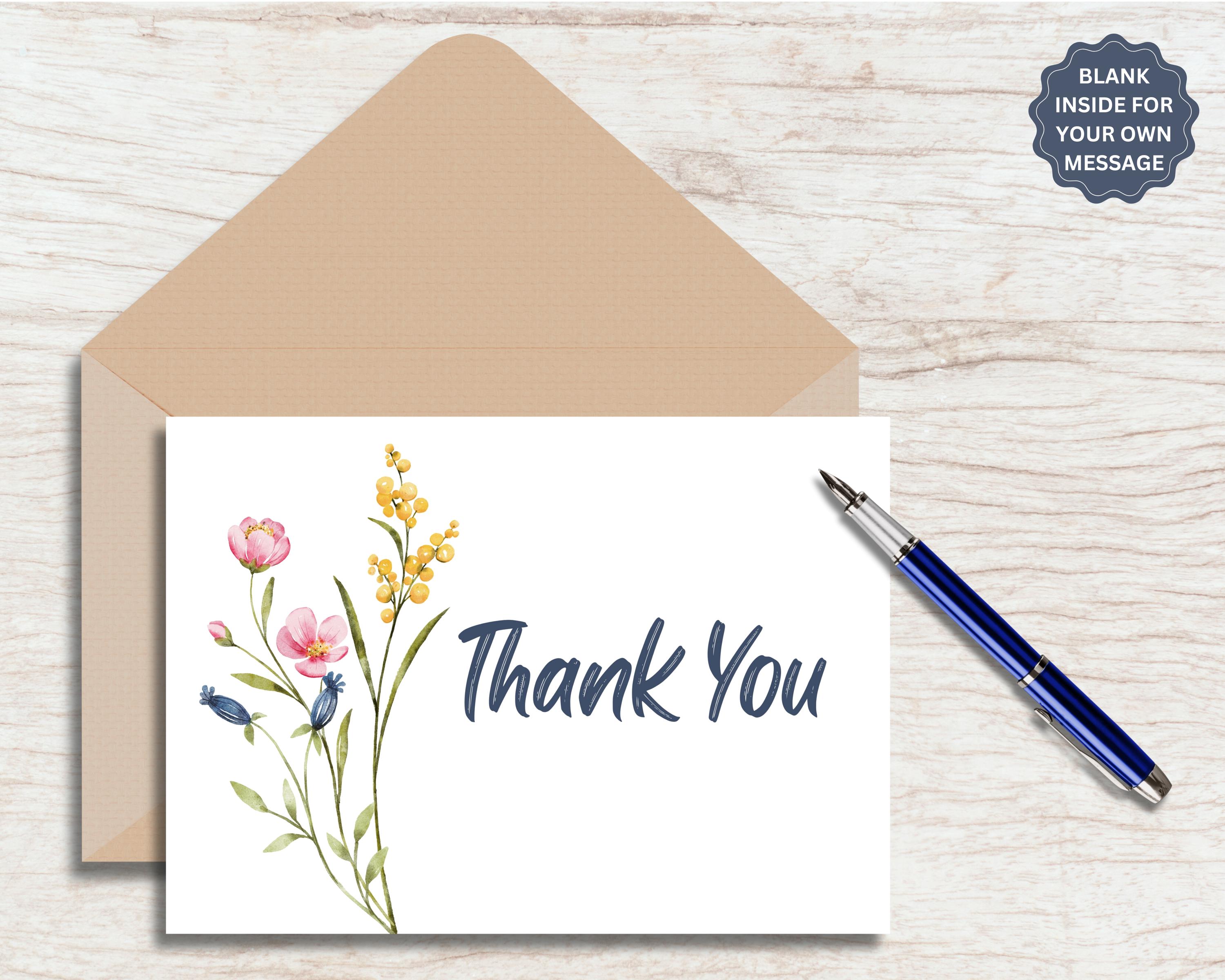 Printable Wildflower Thank You Card | Printable Thank You Card ...