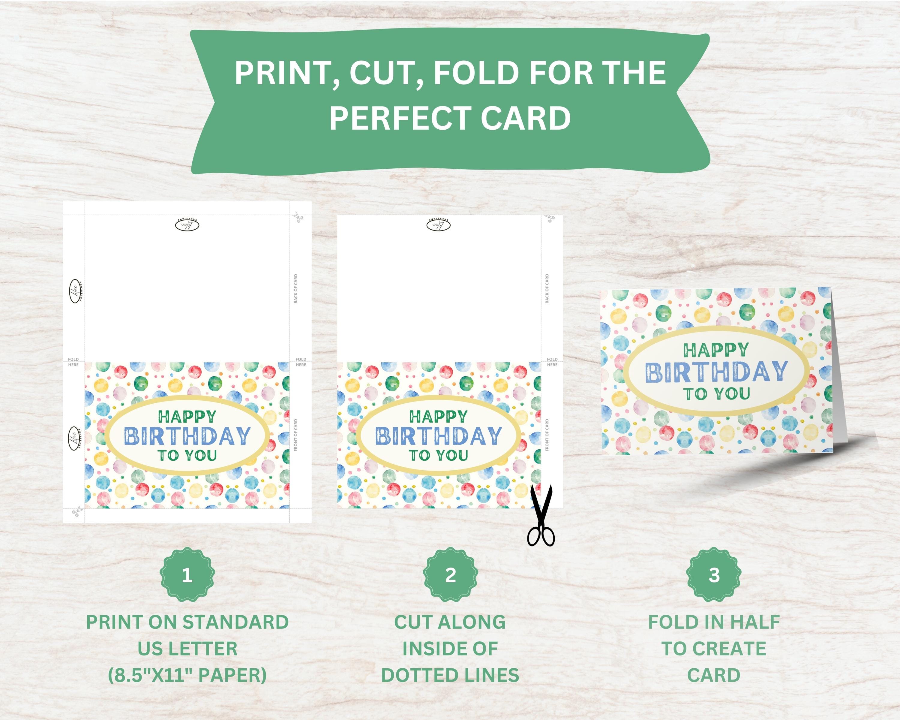 Printable Polka Dot Birthday Card | Printable Happy Birthday Card ...