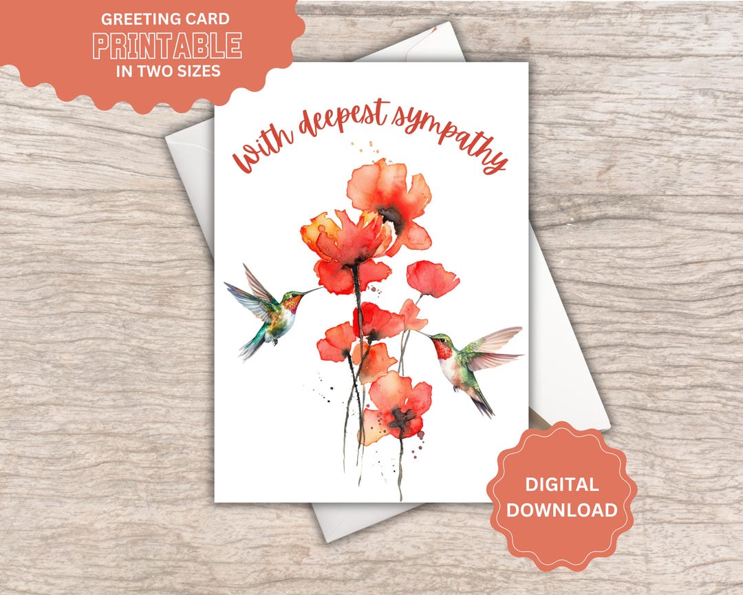 Printable Sympathy Card | Sympathy Hummingbird Card | Thinking of You ...
