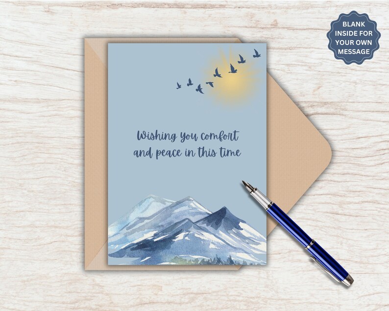 Printable Sympathy Card | Sympathy Mountains and Birds Card | Thinking ...