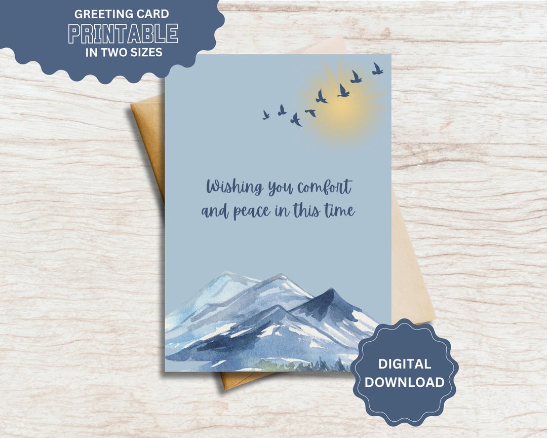 Printable Sympathy Card | Sympathy Mountains and Birds Card | Thinking ...