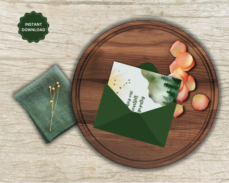 Printable Sympathy Card | Sympathy Trees and Birds Card | Thinking of ...