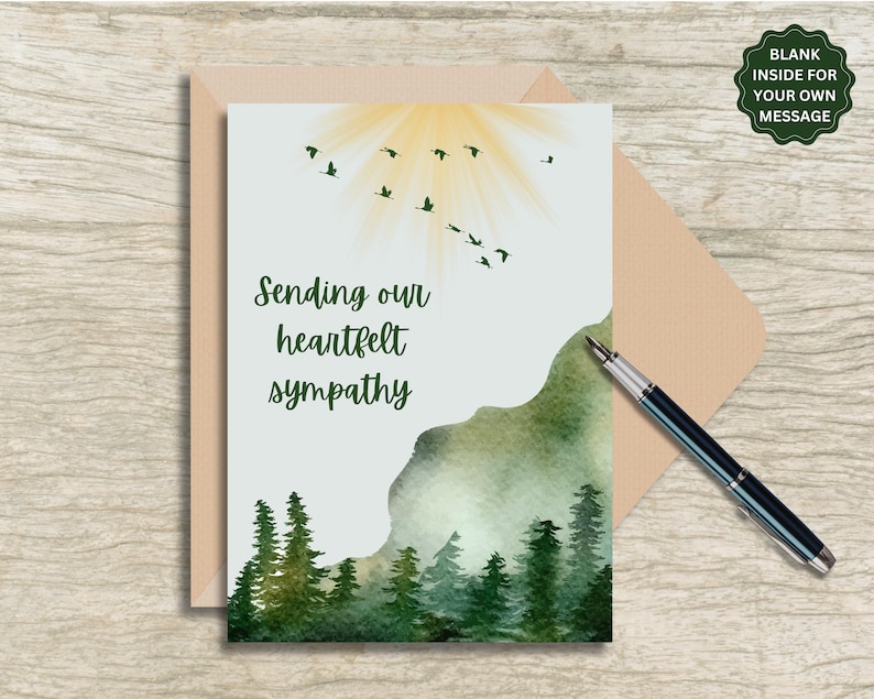Printable Sympathy Card | Sympathy Trees and Birds Card | Thinking of ...