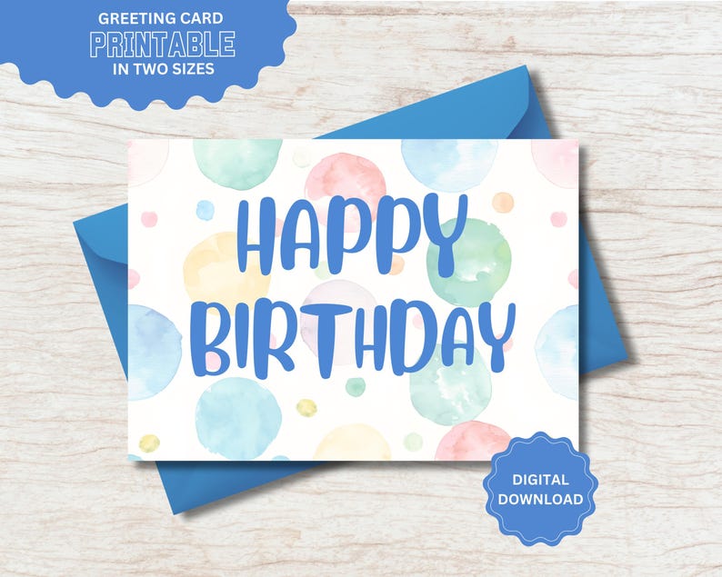 Printable Polka Dot Birthday Card | Printable Happy Birthday Card ...
