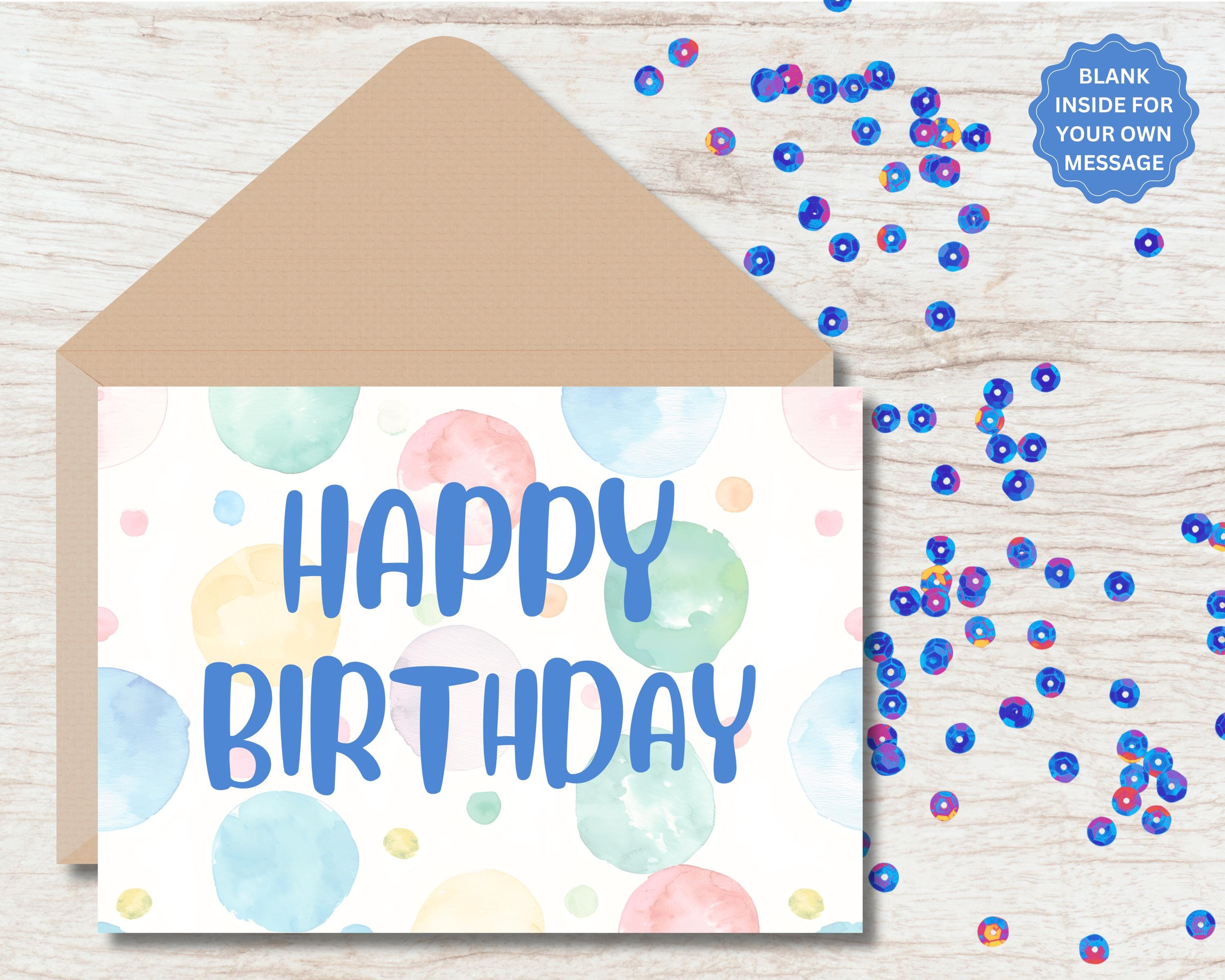 Printable Polka Dot Birthday Card Printable Happy Birthday Card Digital ...