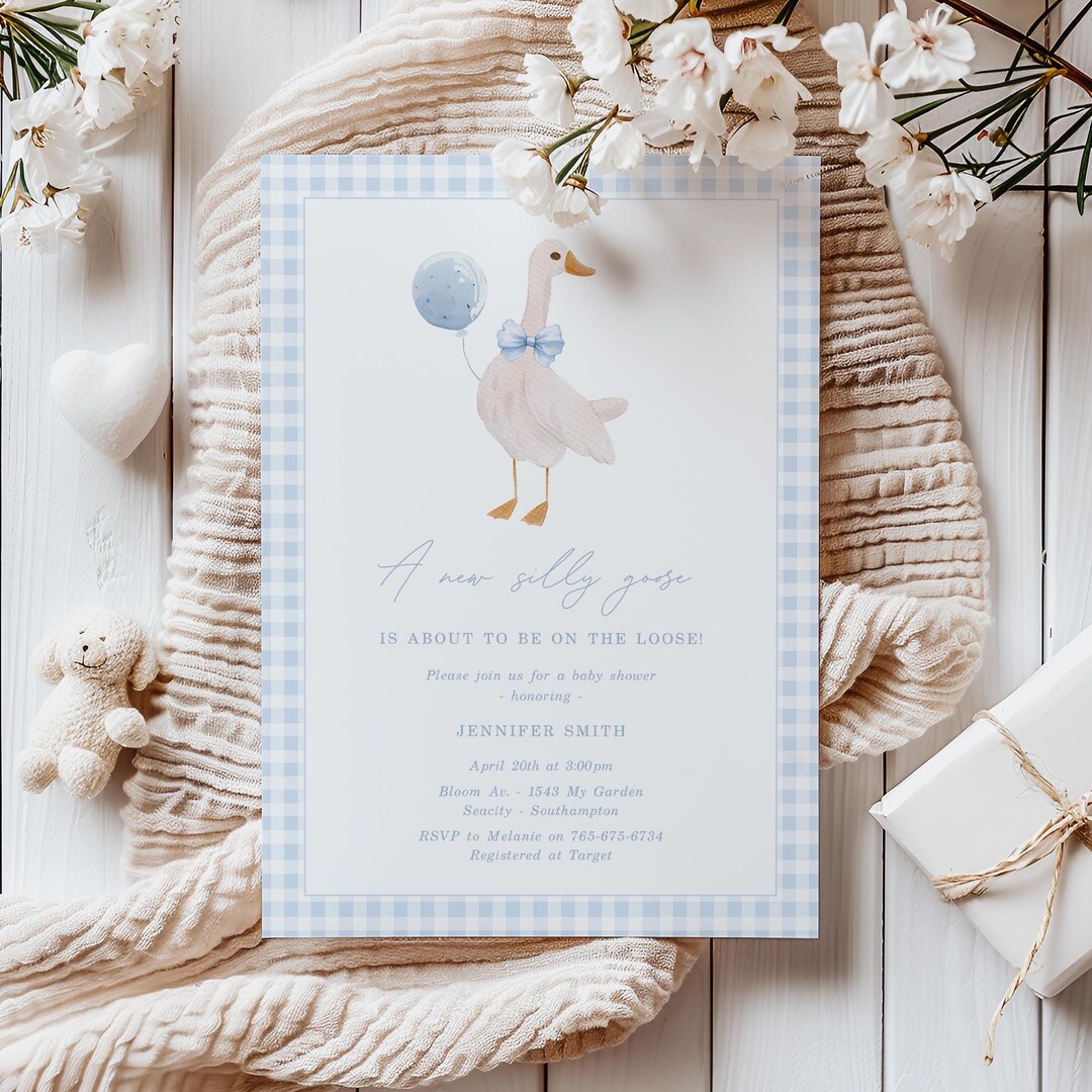 A New Silly Goose Baby Shower Invitation Template, Printable Baby Boy ...