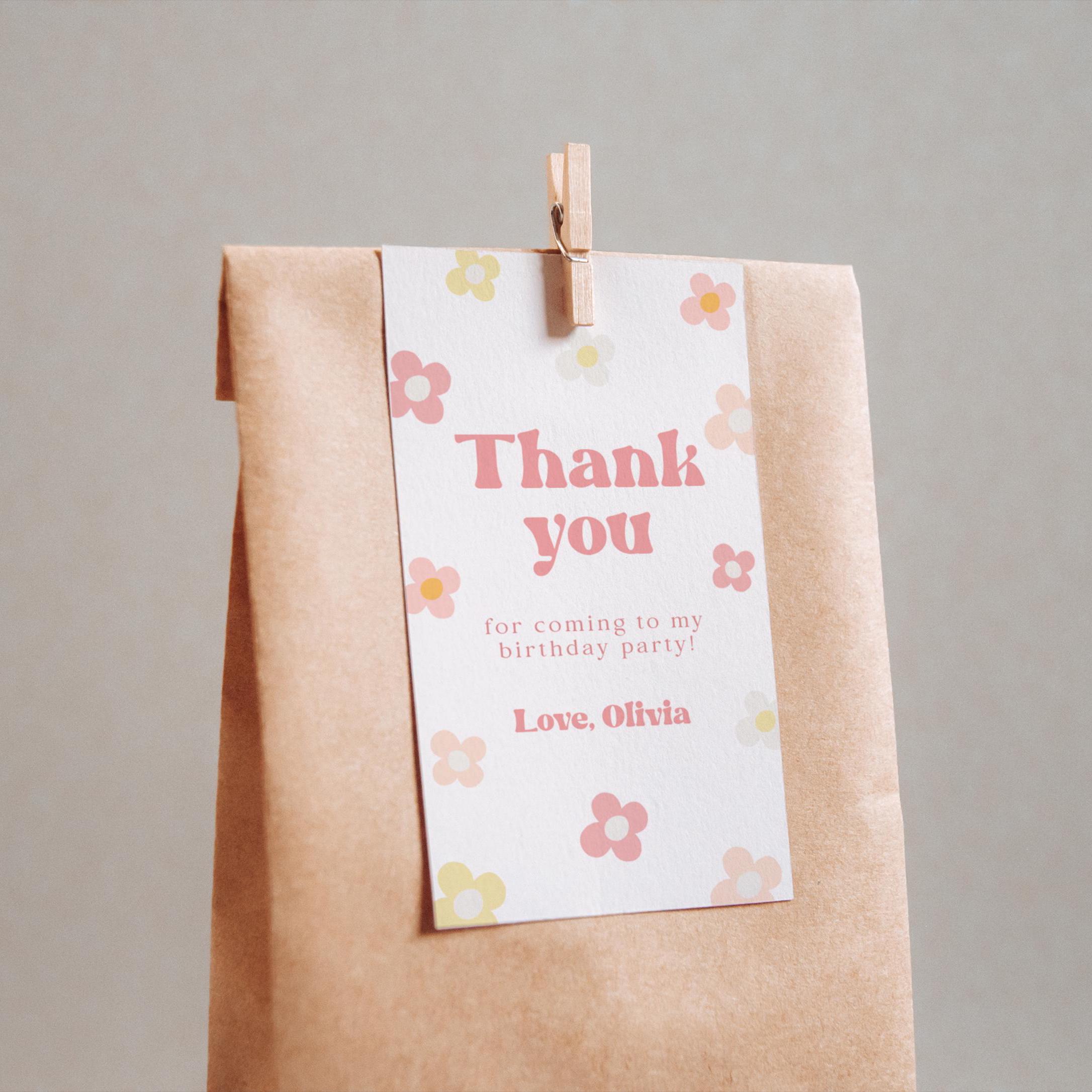 Editable Wildflower Birthday Favor Tag Template, First Birthday Girl ...