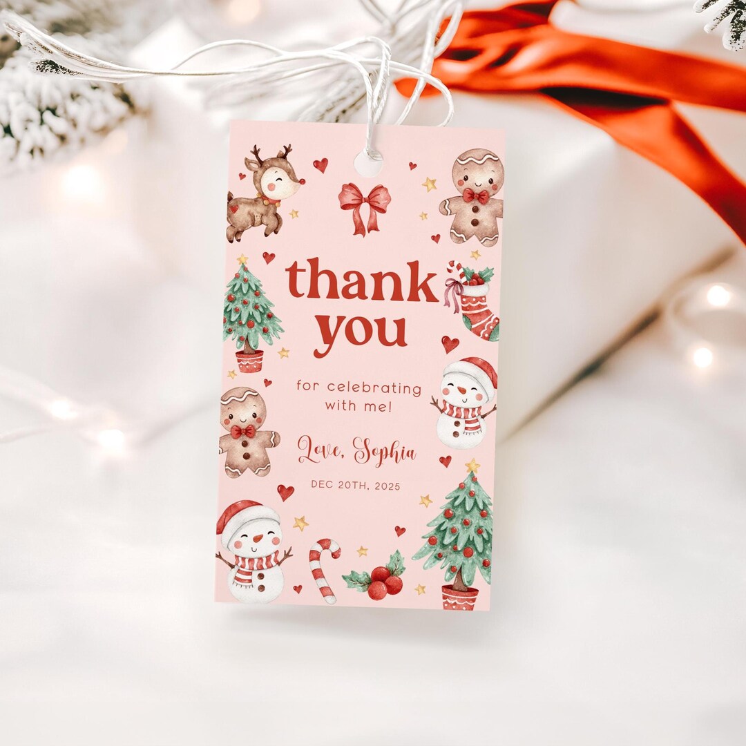 Christmas Thank You Tag Template, Holiday Favor Tag (editable) - Etsy