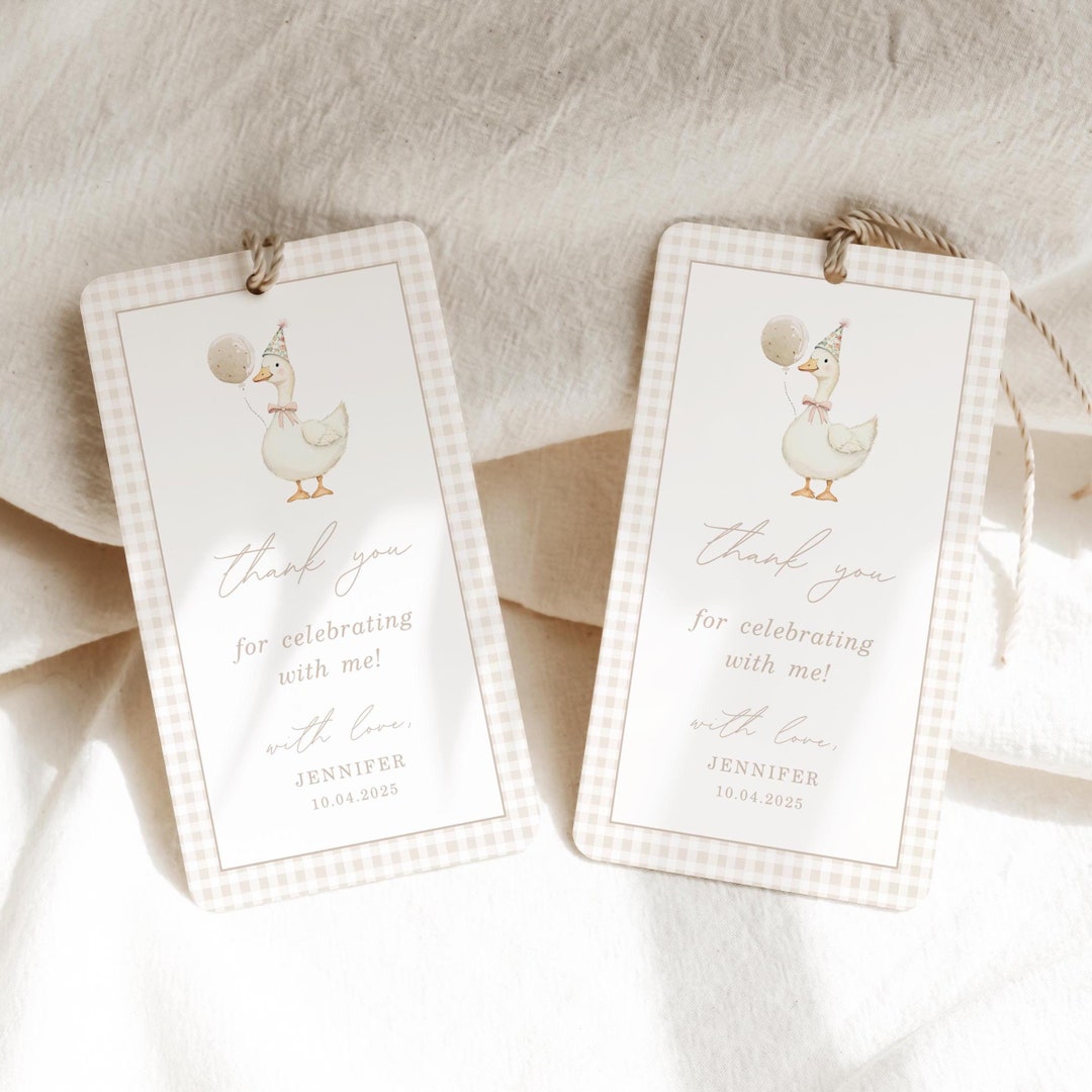Goose Birthday Favor Tag Template, Printable Thank You (digital ...